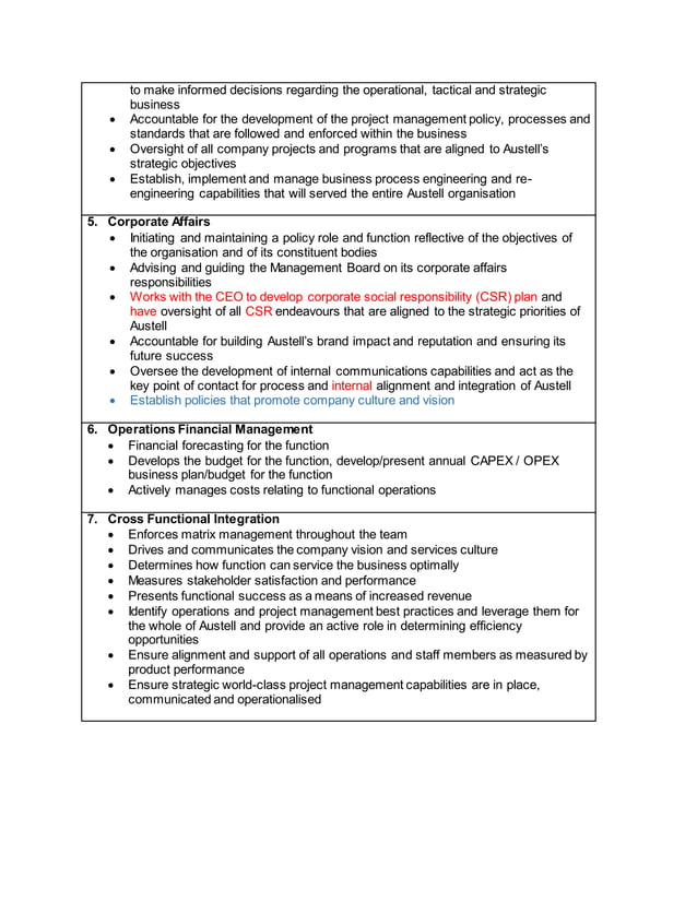 Chief Operating Officer Job Description | PDF