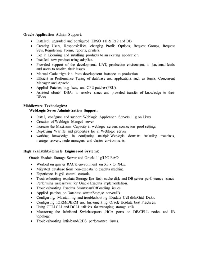 Farooq_Oracle_DBA_Updated. | DOCX | Databases | Computer Software and Applications