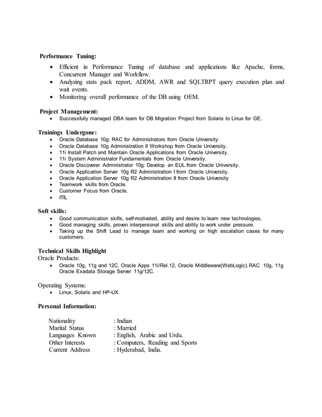 Farooq_Oracle_DBA_Updated. | DOCX | Databases | Computer Software and Applications