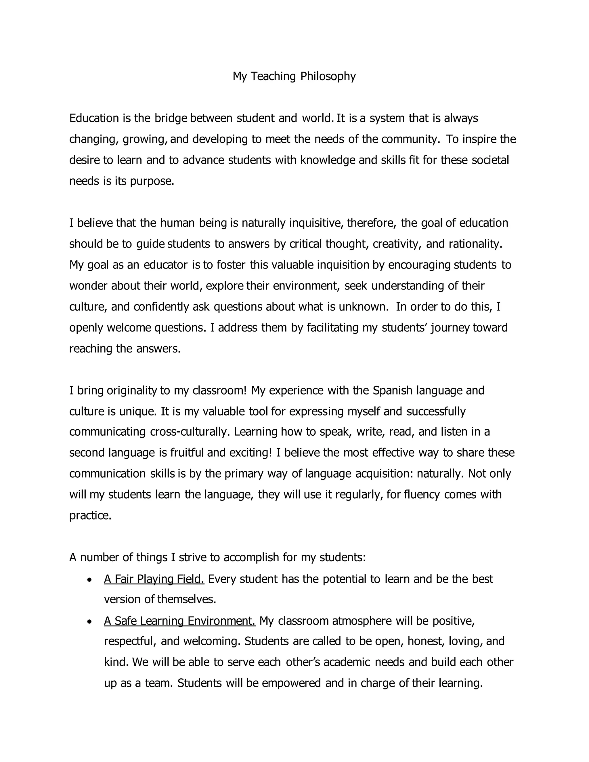 My Teaching Philosophy | PDF