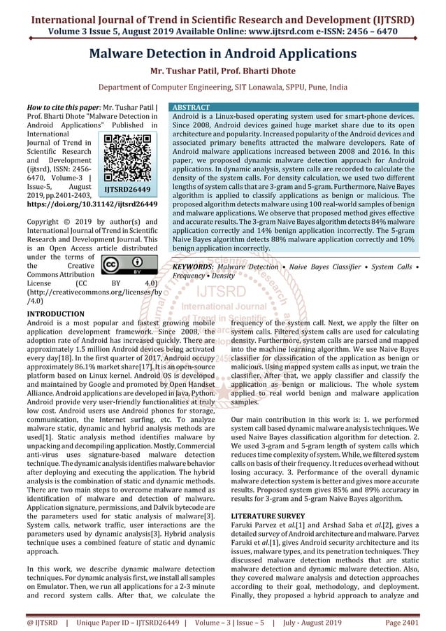 Malware Detection In Android Applications Pdf