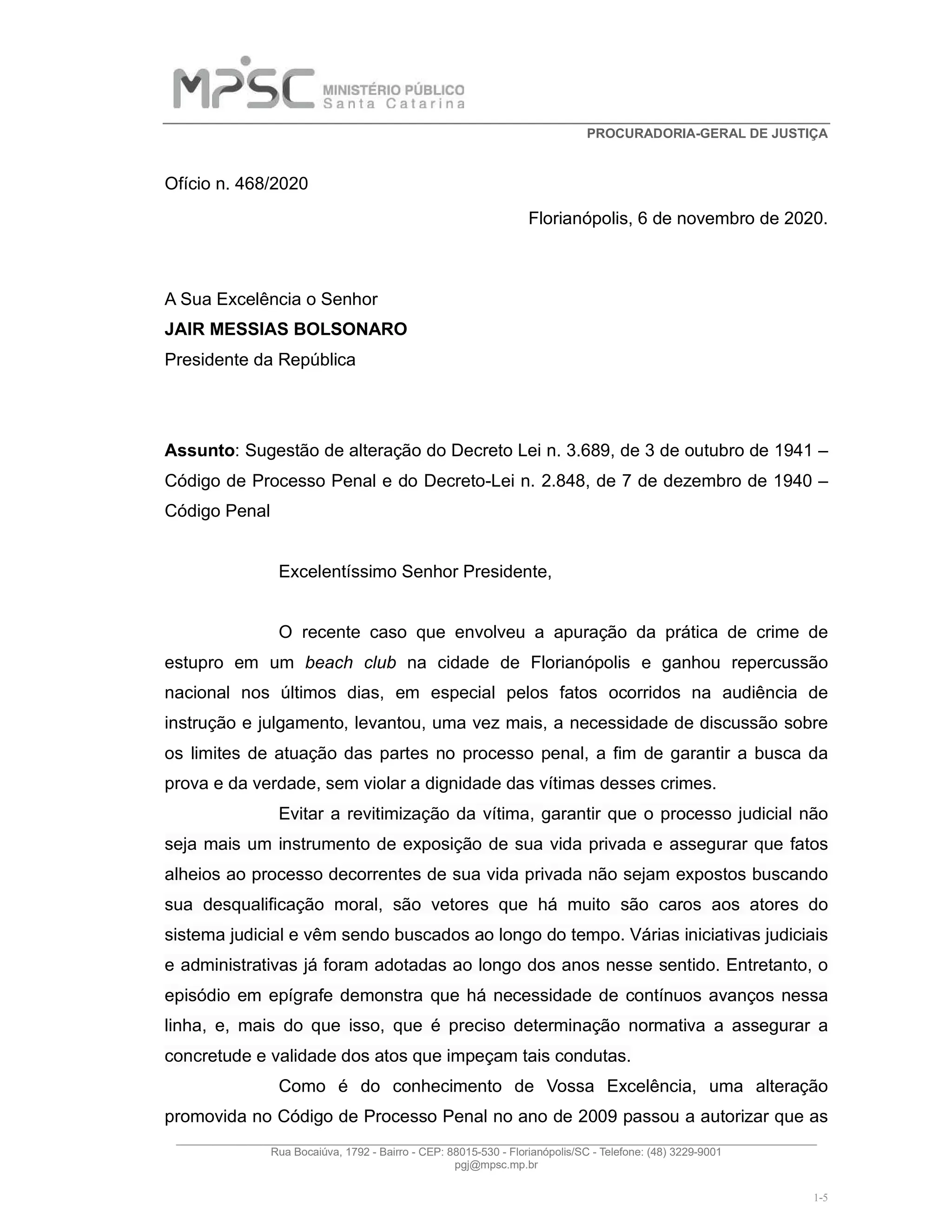 Mpsc Propõe Alteração No Código De Processo Penal E No Código Penal