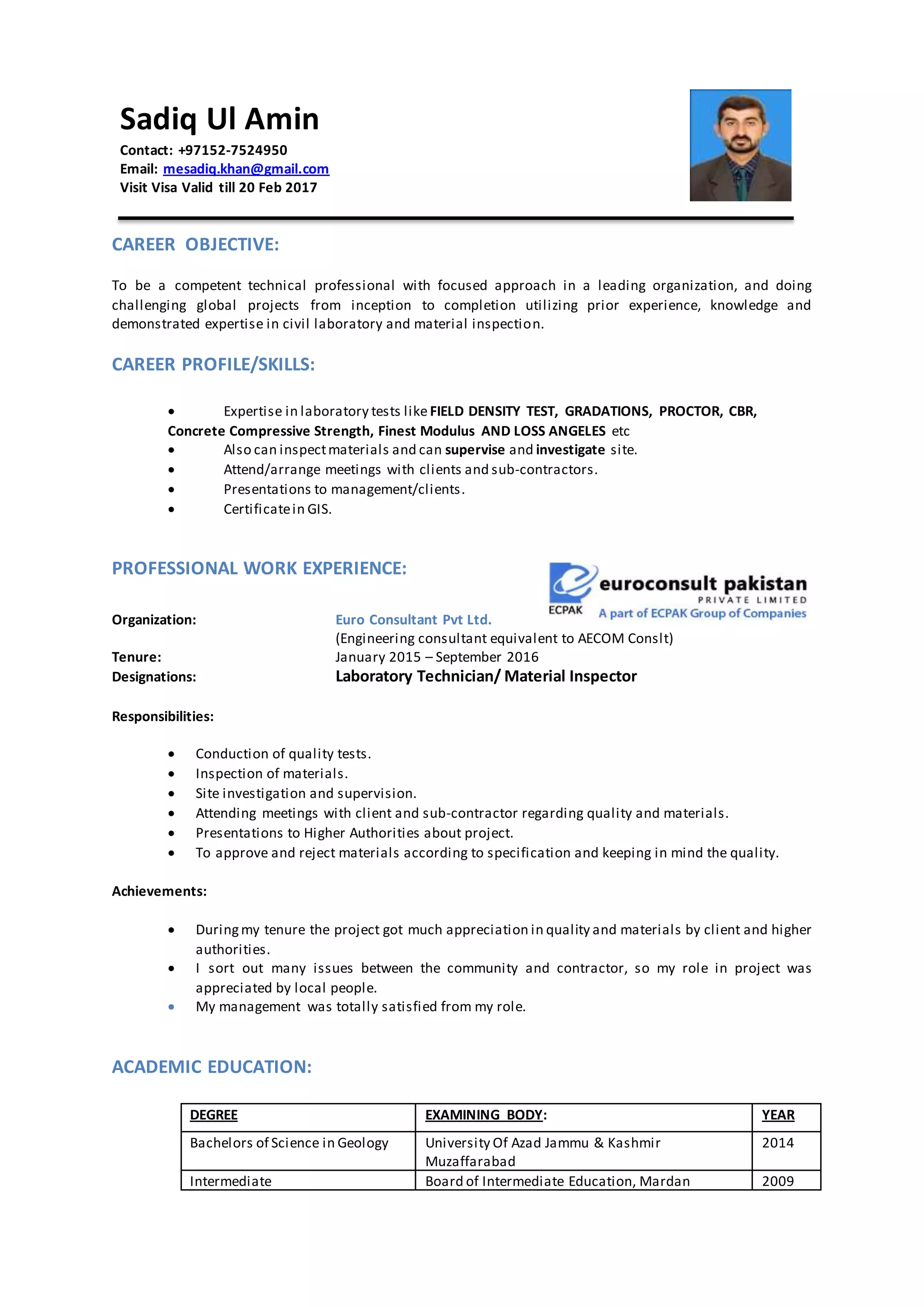 sadiq- Lab tech CV | DOCX