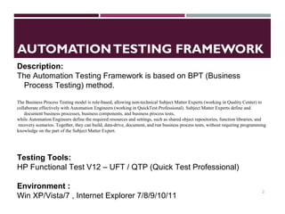 QTP&UFT Automation Framework | PPT
