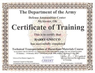 Hazardous Materials Training Certificate Earned | PPT
