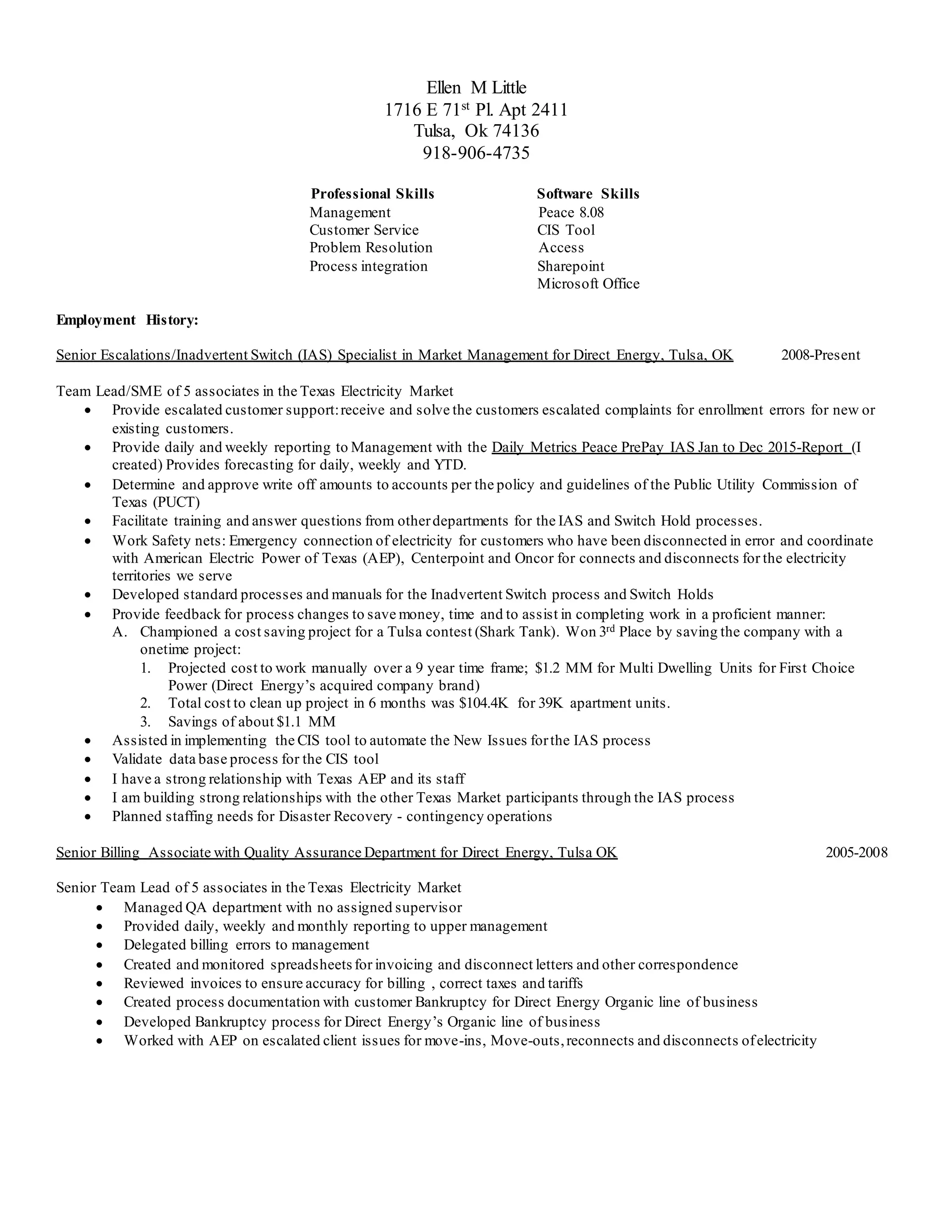 Ellen M Little 2015 Resume | PDF