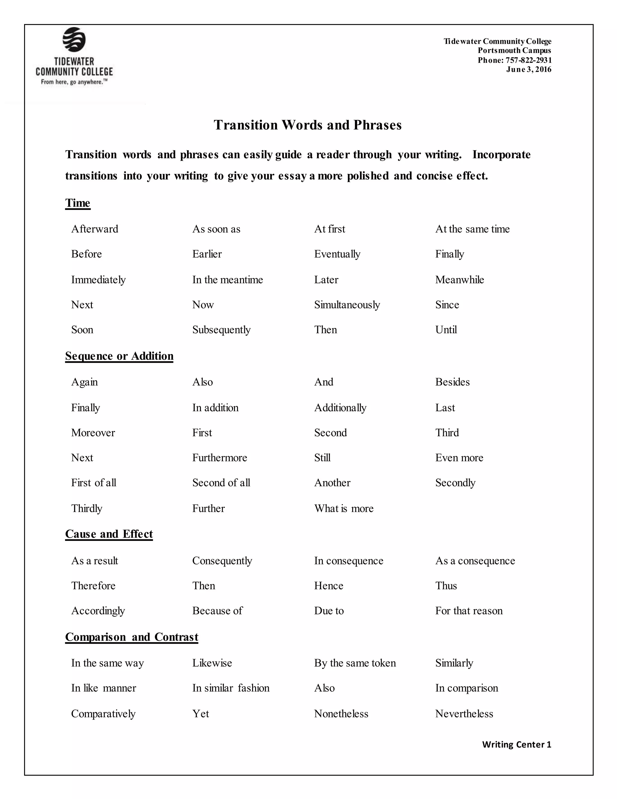 Transition Words | DOCX
