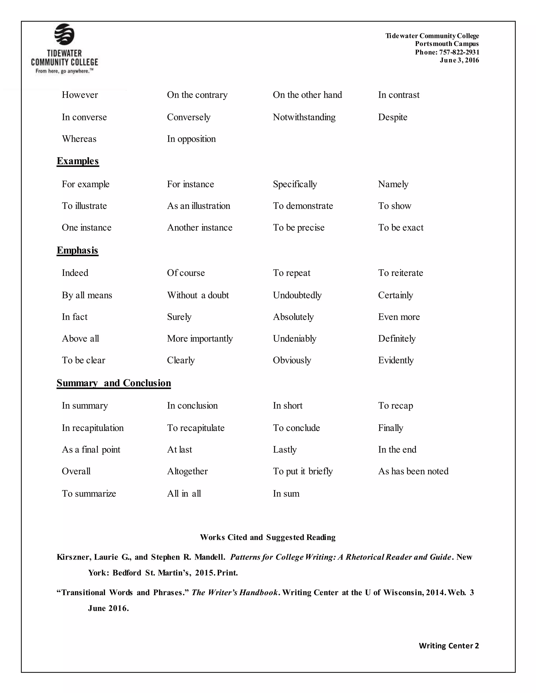 Transition Words | DOCX