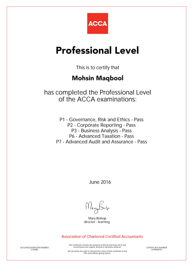Professional Level Certificate | PDF