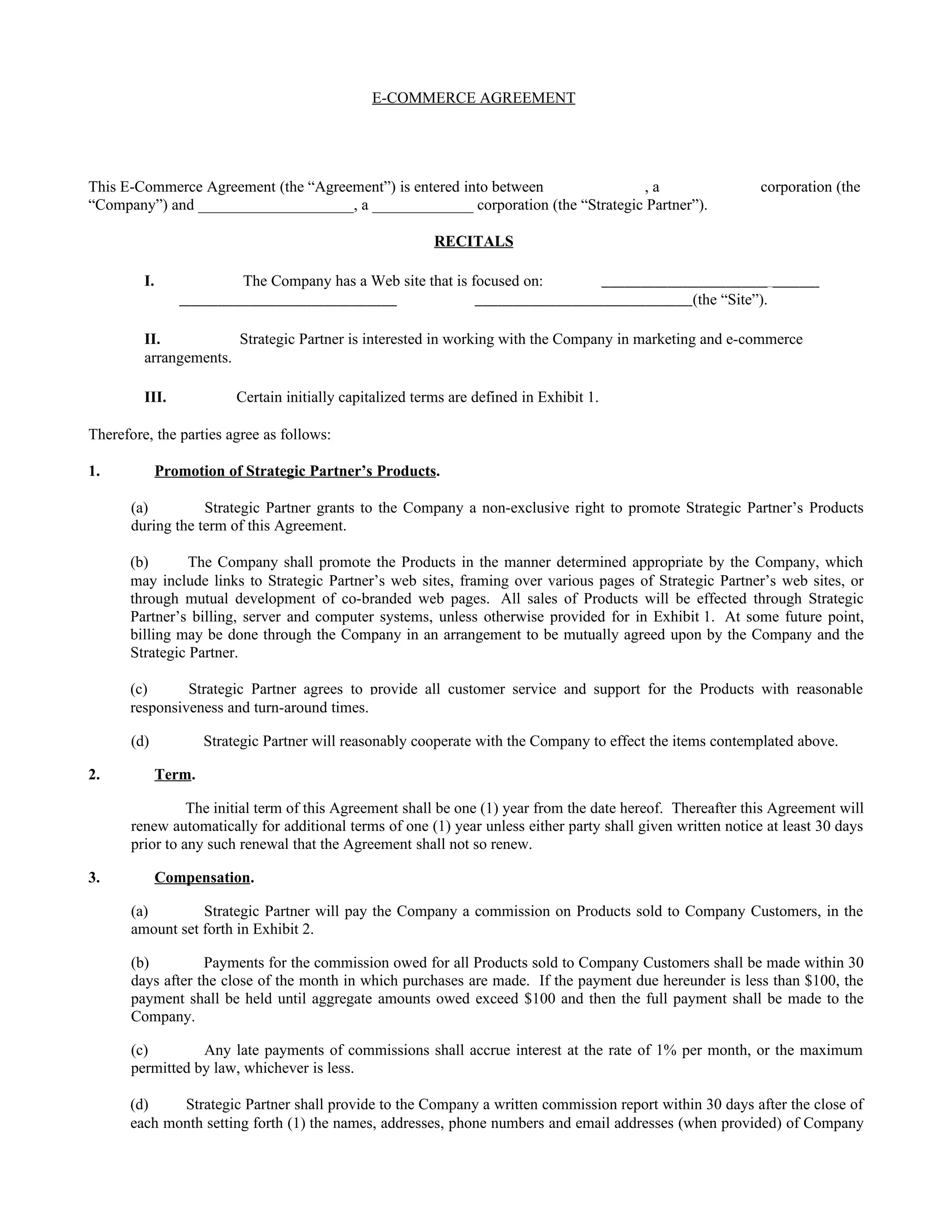 E-Commerce Agreement | DOC