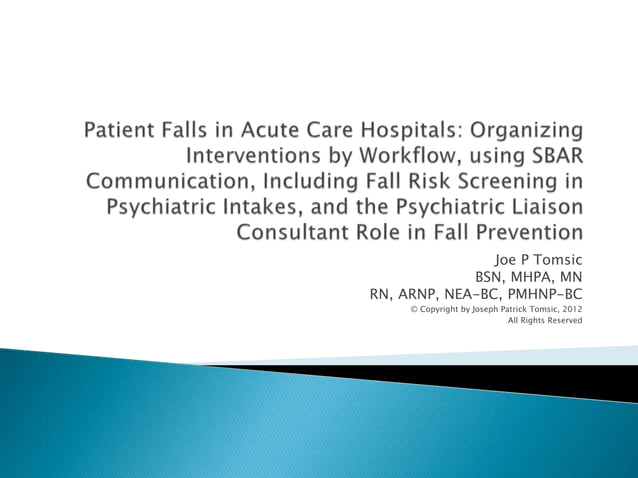 Preventing Patient Falls in Acute Care Hospitals | PPTX
