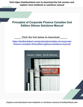 Principles of Corporate Finance Canadian 2nd Edition Gitman Solutions ...