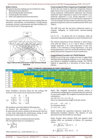 Application of Fuzzy Analytic Hierarchy Process and TOPSIS Methods for Destination Selection | PDF