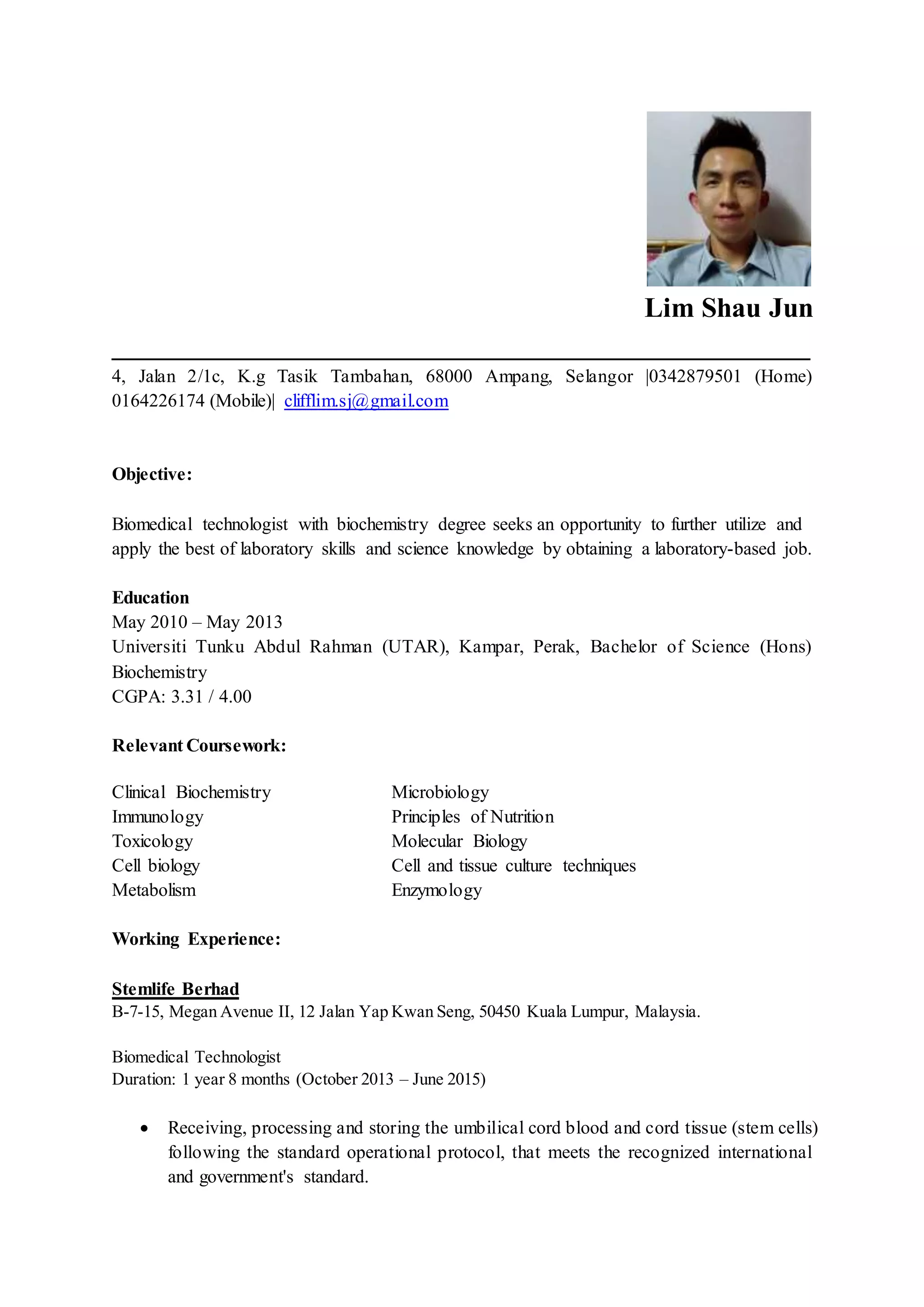 resume lim shau jun | DOCX