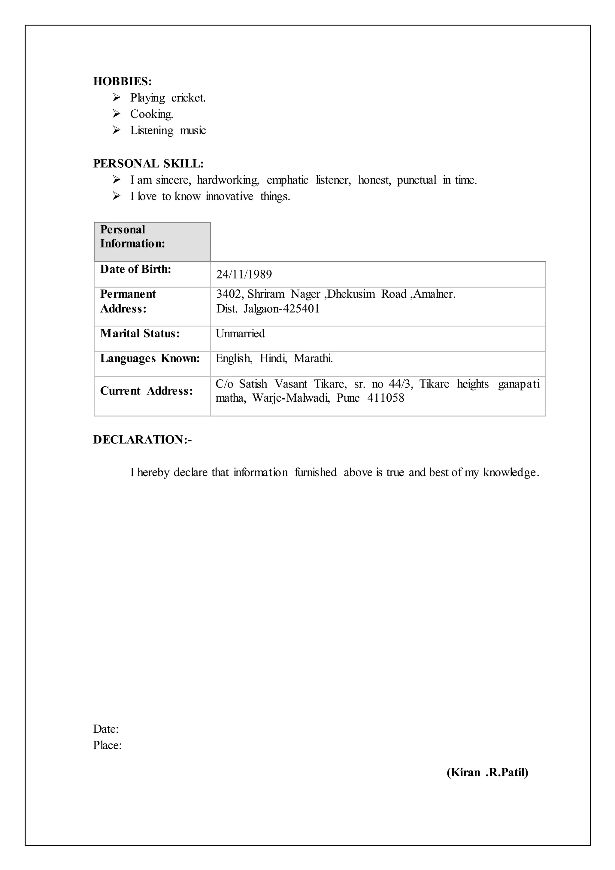 kiran resume | PDF