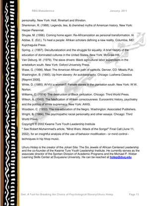 Dwt: A Tool for Breaking the Chains of Psychological Slavery By Uhuru Hotep | PDF