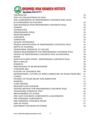 Detailed Project Report on PRODUCTION OF PRESTRESSED CONCRETE ELECTRIC ...