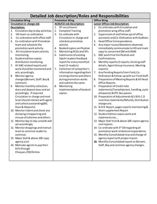 Circulation Dept Roles & Responsibilities with new process | DOCX
