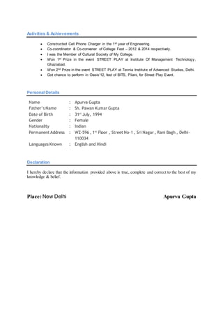 Apurva Gupta CV | PDF