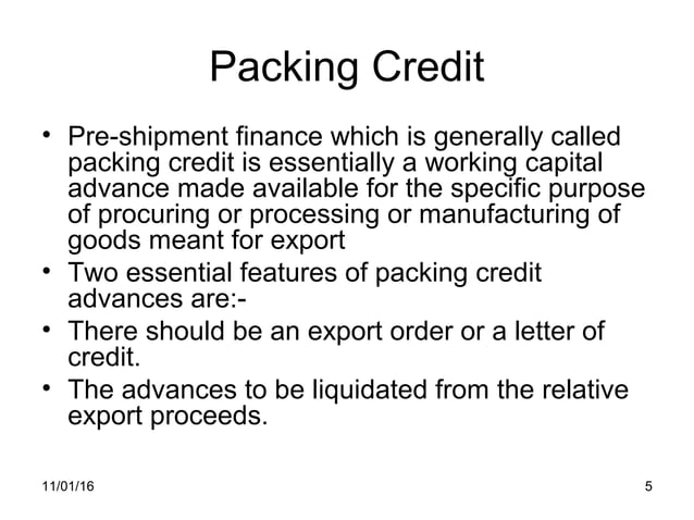 Export Finance-packing credit | PPT