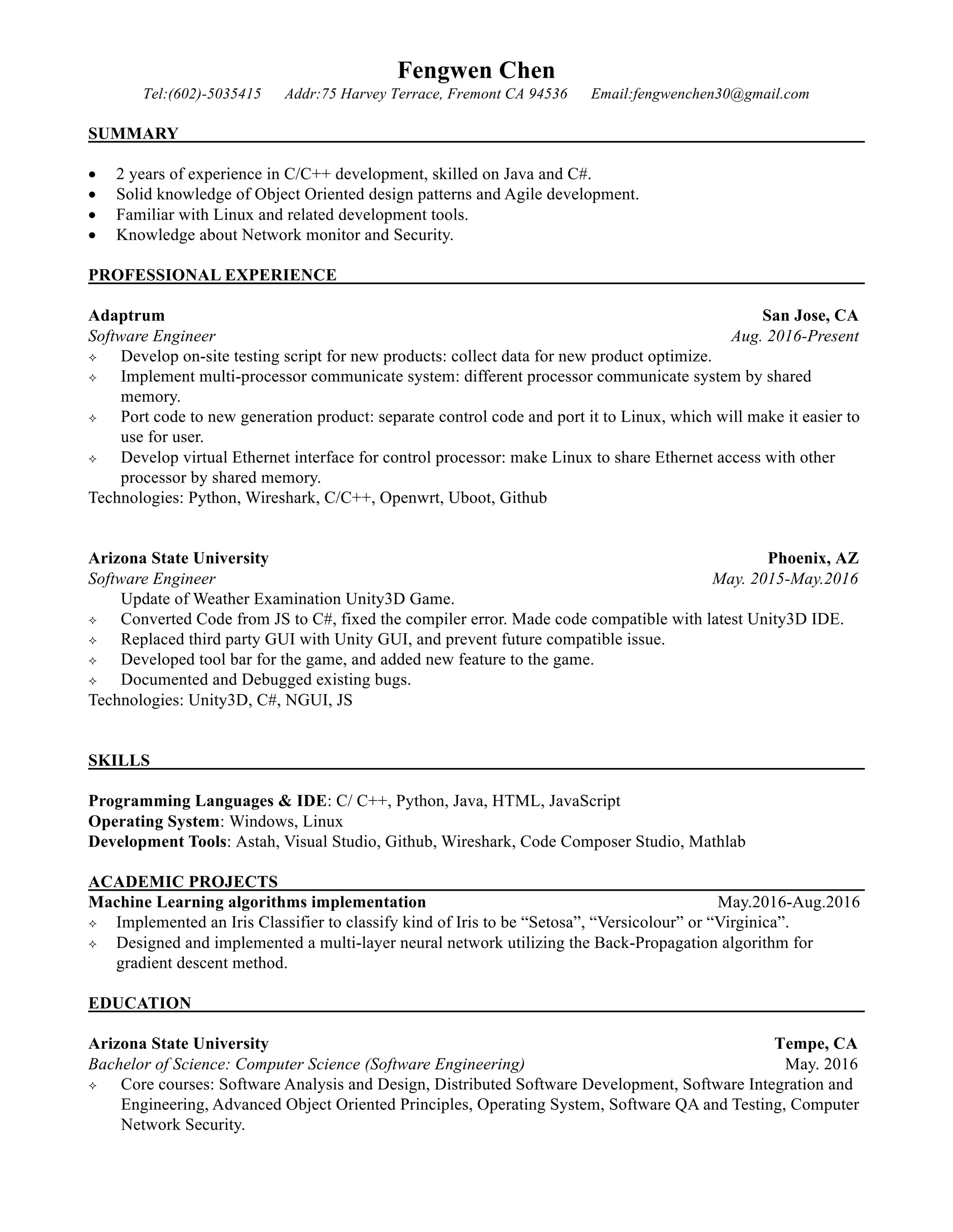 Fengwen_Chen_Resume | PDF