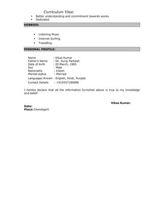 Vikas Resume | PDF