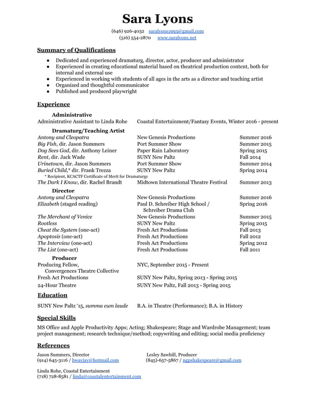 Sara Lyons Resume | PDF