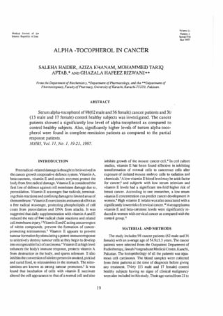 ALPHA -TOCOPHEROL IN CANCER | PDF