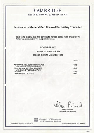 Grade 12 Certificate | PDF