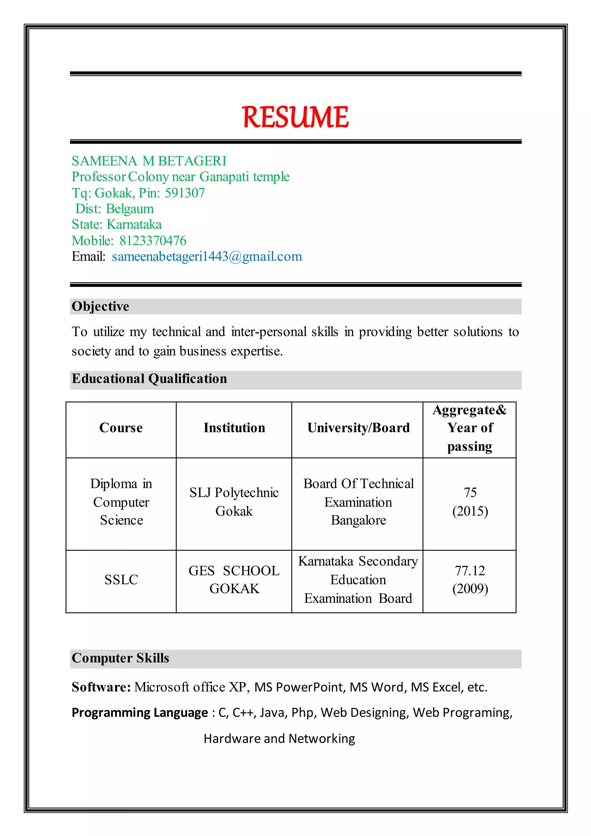 sameena resume | DOCX