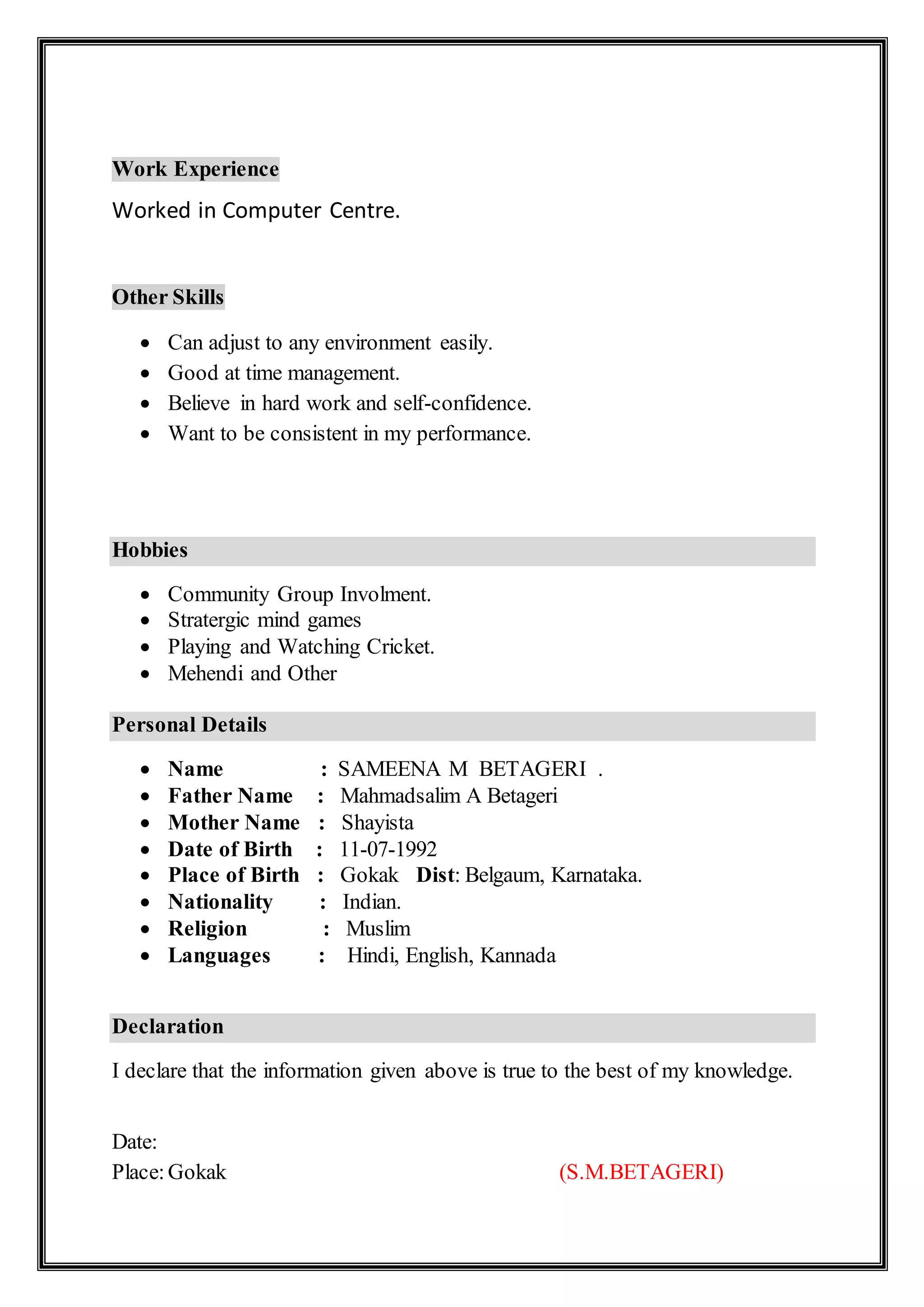sameena resume | DOCX