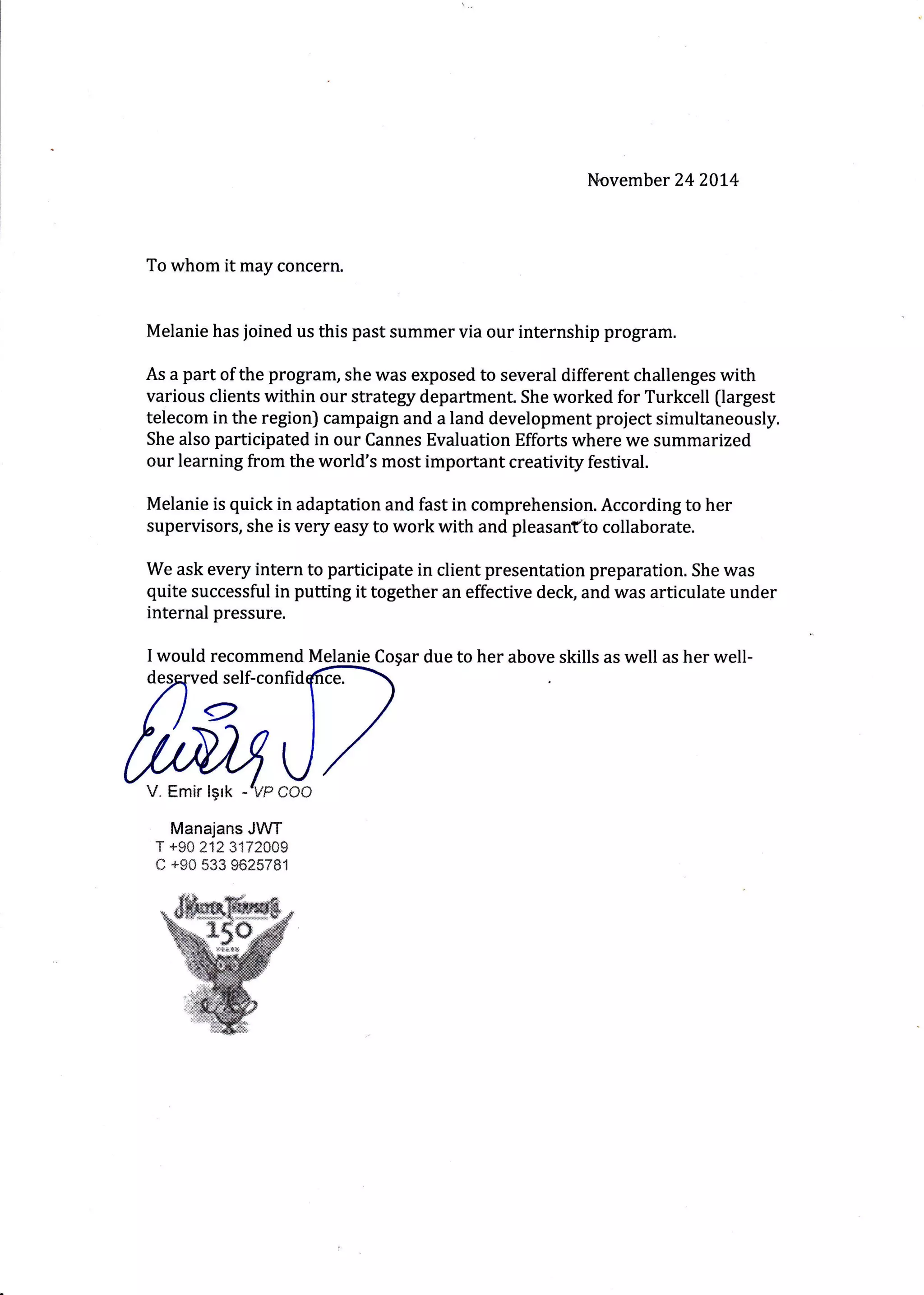 Melanie Coşar_Reference Letter | PDF