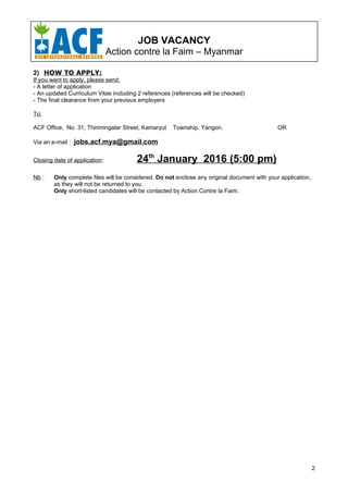 ACF_Job Vacancy Log officer_YGN | PDF