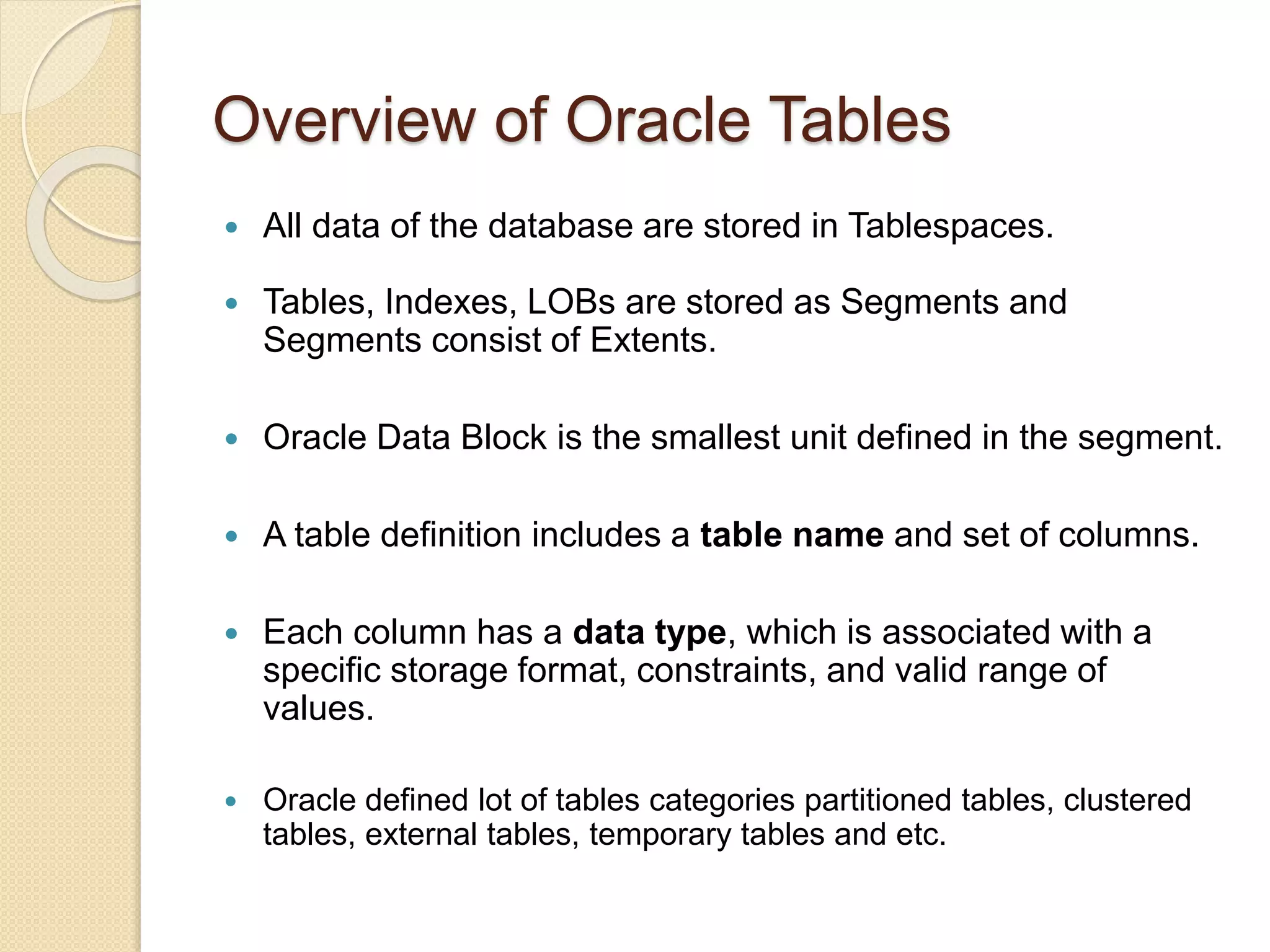 oracle tables | PPT