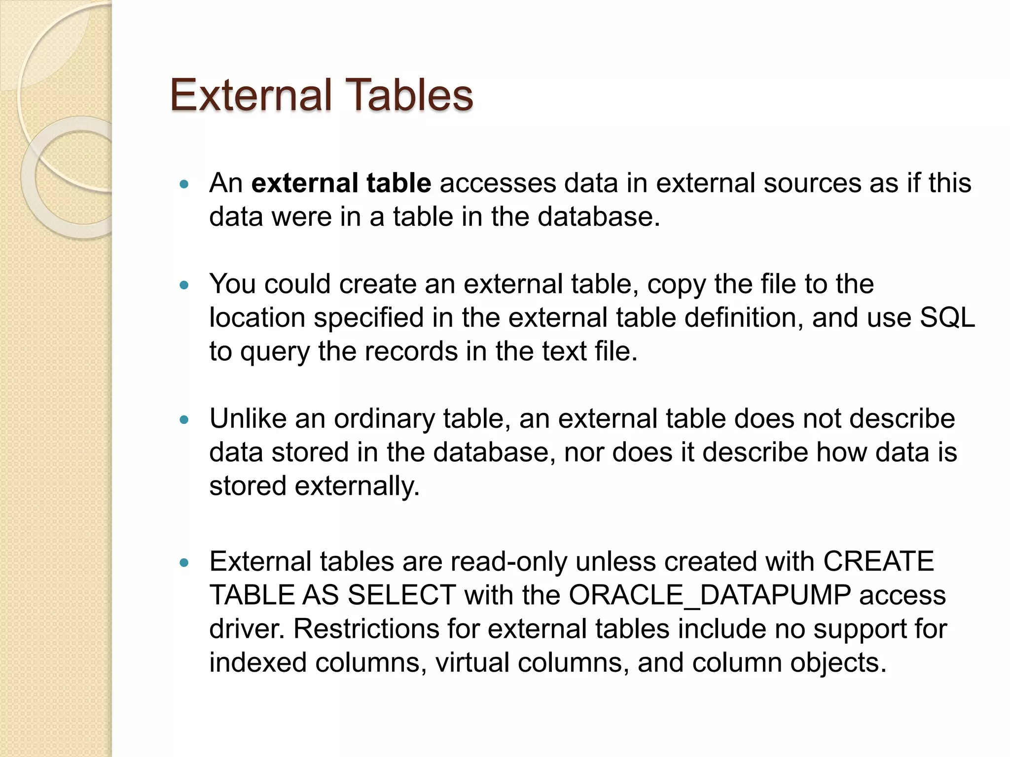 oracle tables | PPT