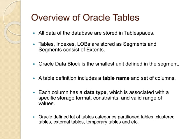 oracle tables | PPT