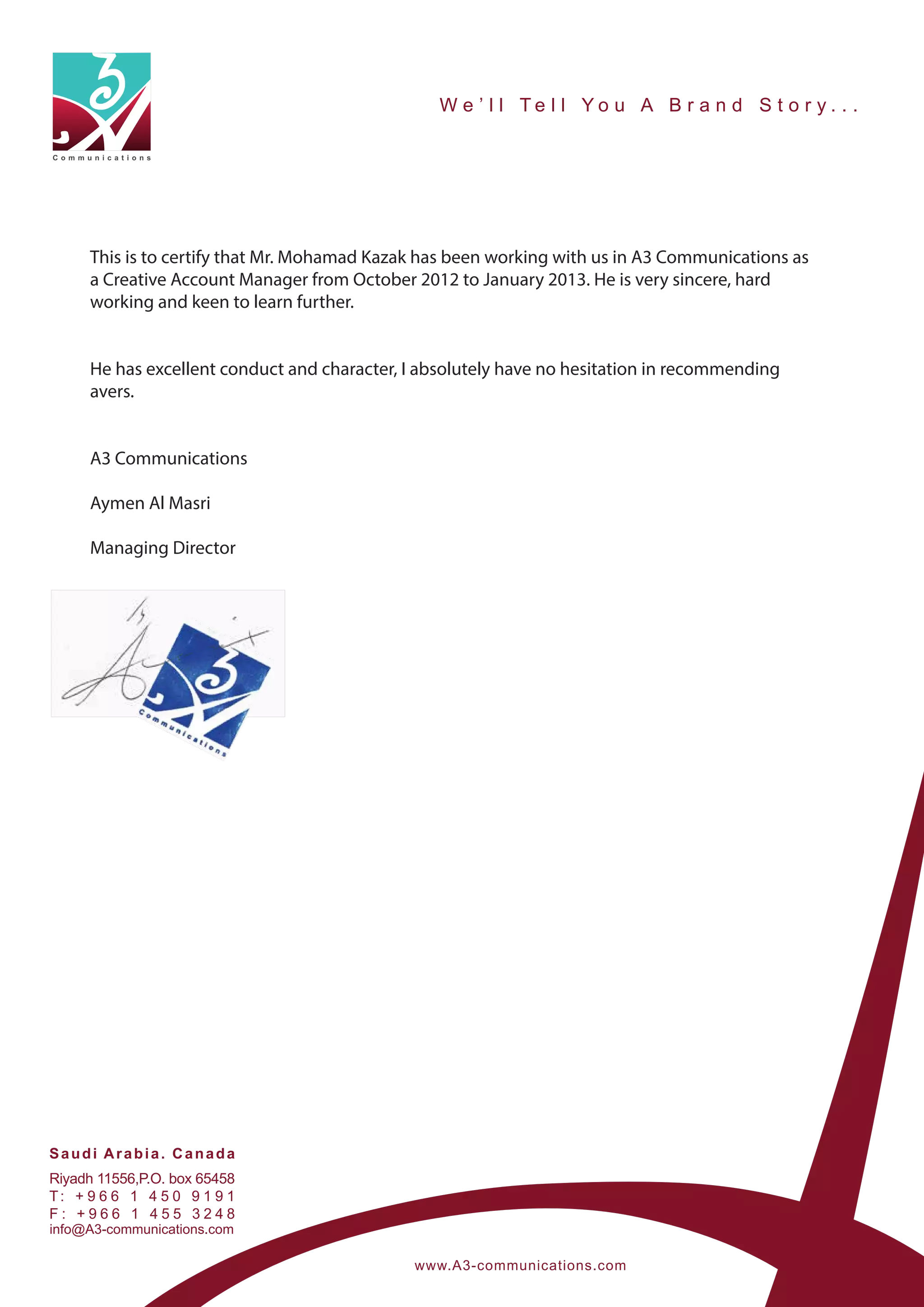 Experience Letter A3 | PDF