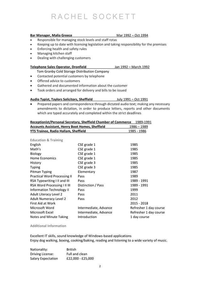 Rachel Sockett CV | PDF