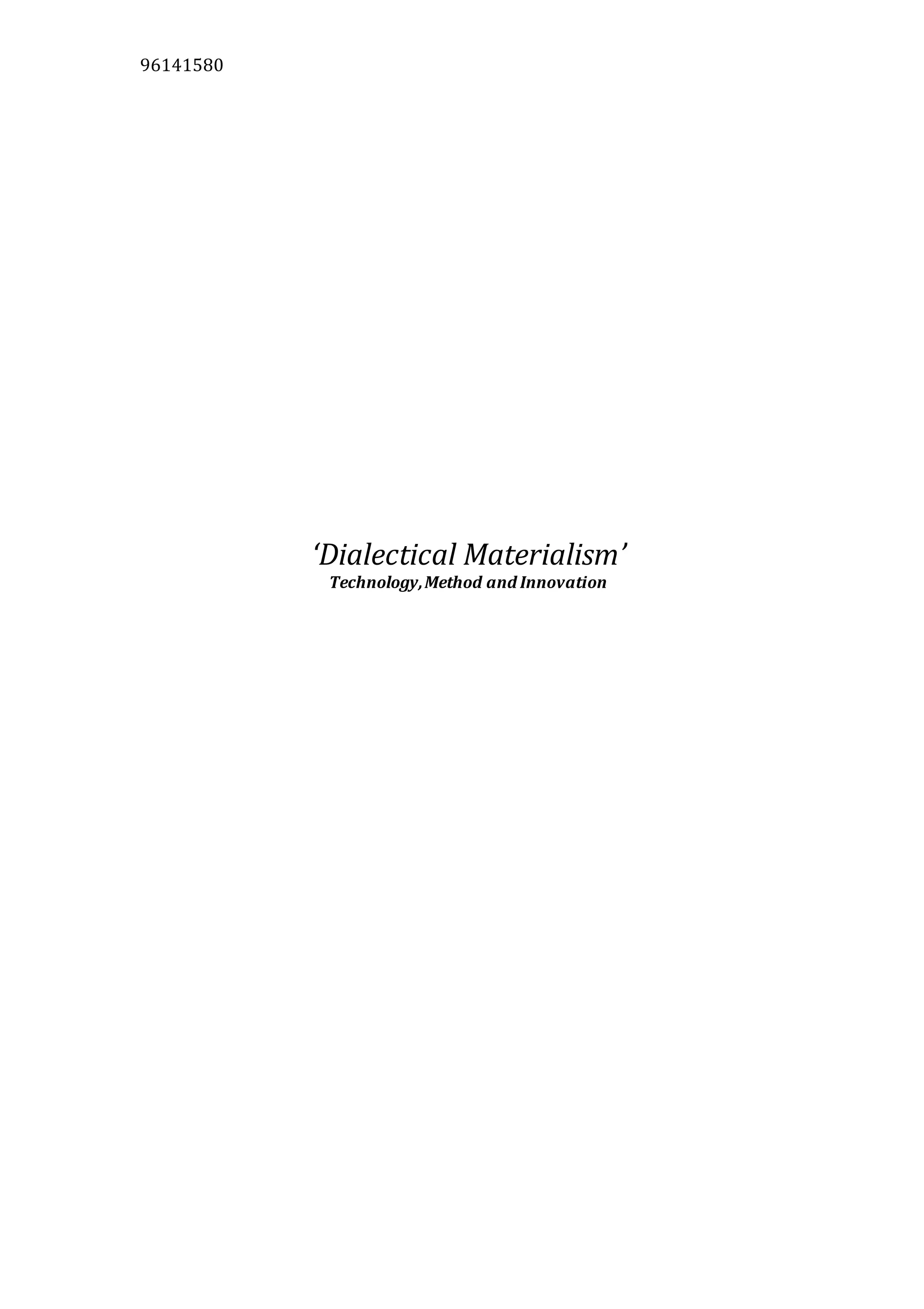 Dialectical Materialism Explains the History of Human Society | PDF