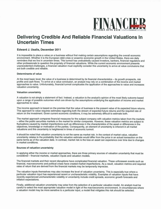 Credible Valuations | PDF