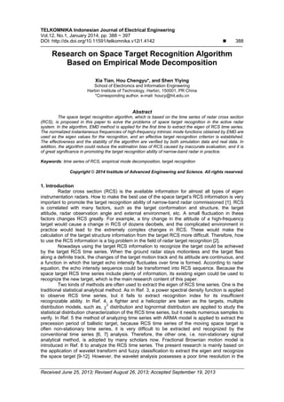 Research on Space Target Recognition Algorithm Based on Empirical Mode Decomposition | PDF