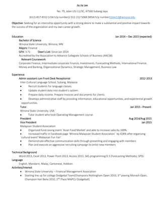 Resume - Jia Jia Lee | PDF