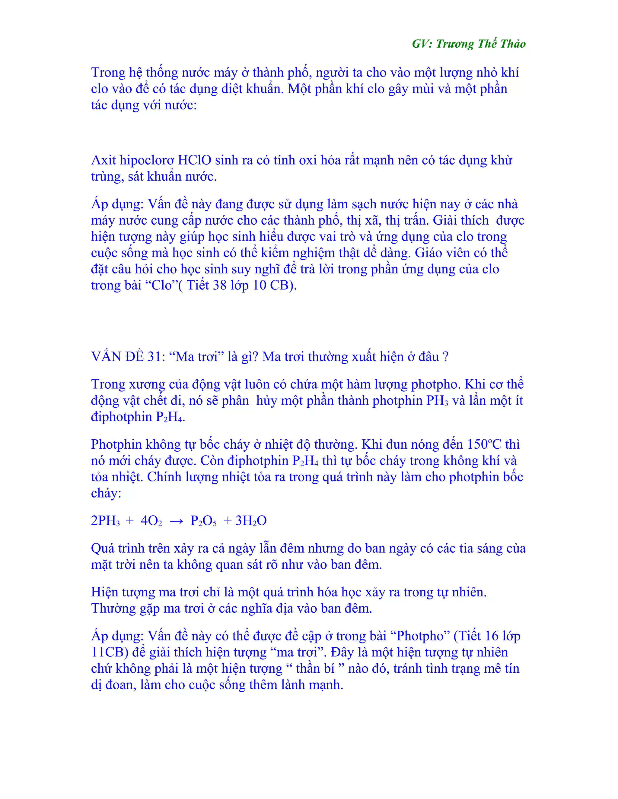 46 cau hoi thuc tien hoa hoc dua vao bai day | DOC