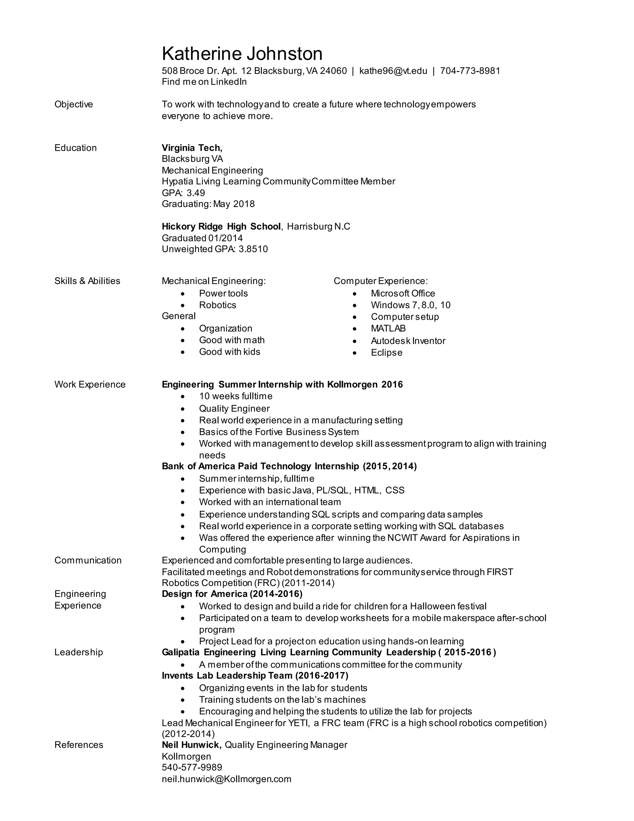 VT Resume 2016 | PDF
