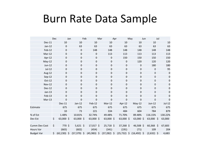 Burn Rate Chart Sample | PPT