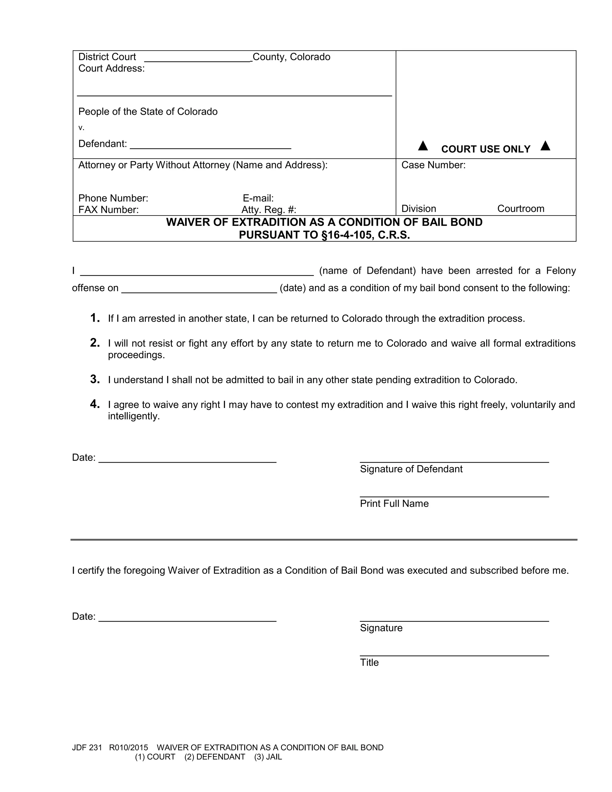 Waiver of Extradition as a Condition of Bail Bond | PDF