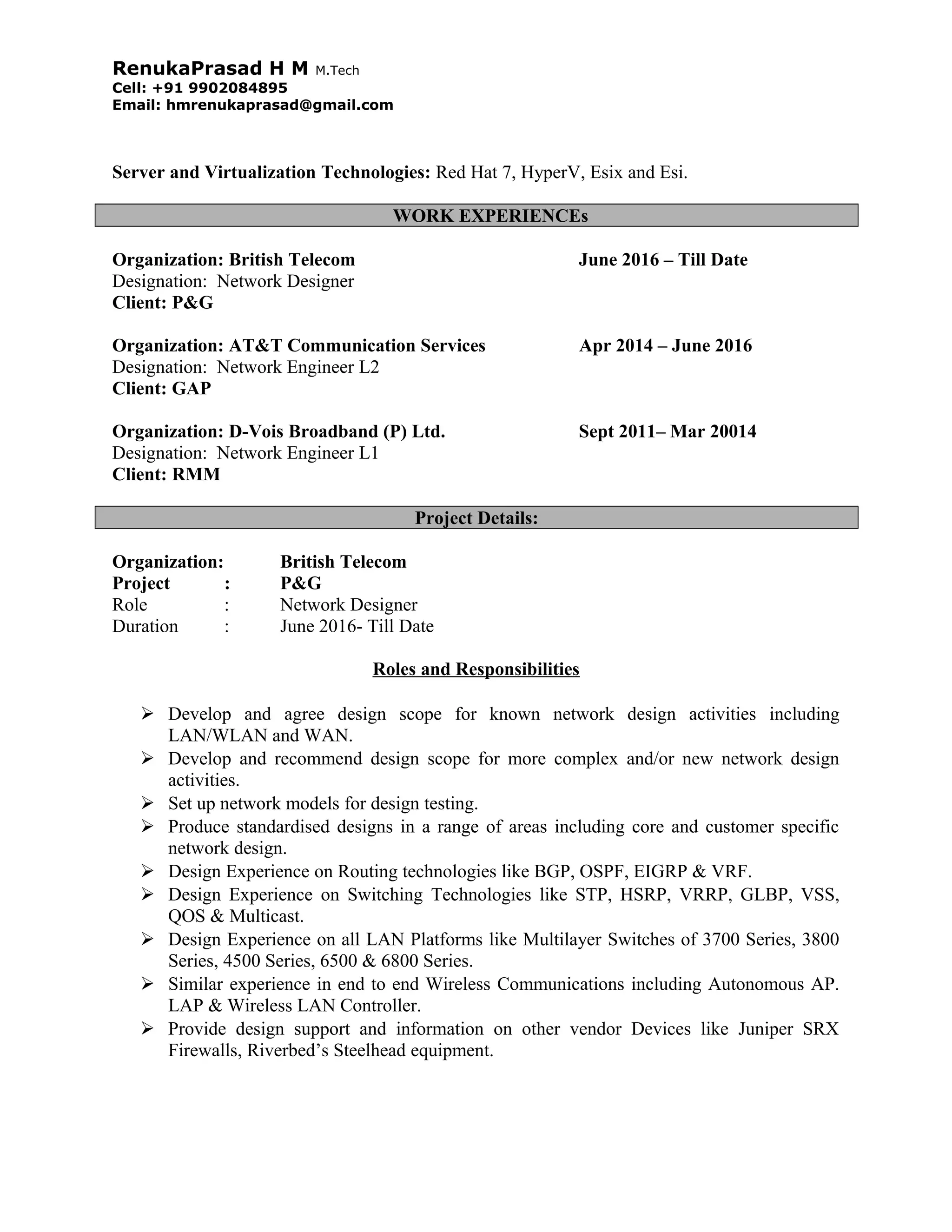 Renuka Prasad CV | DOC