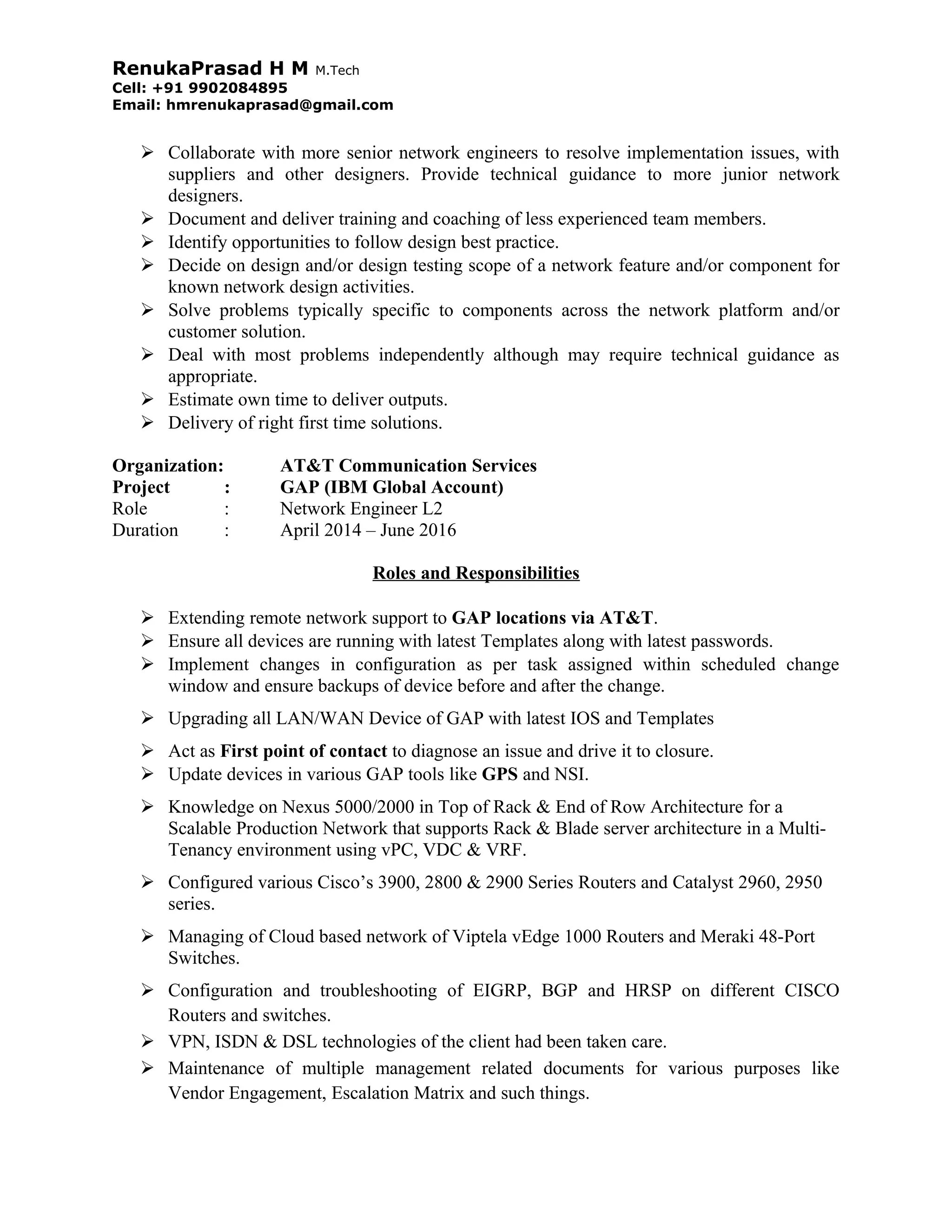 Renuka Prasad CV | PDF