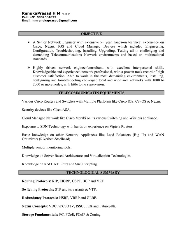 Renuka Prasad CV | PDF