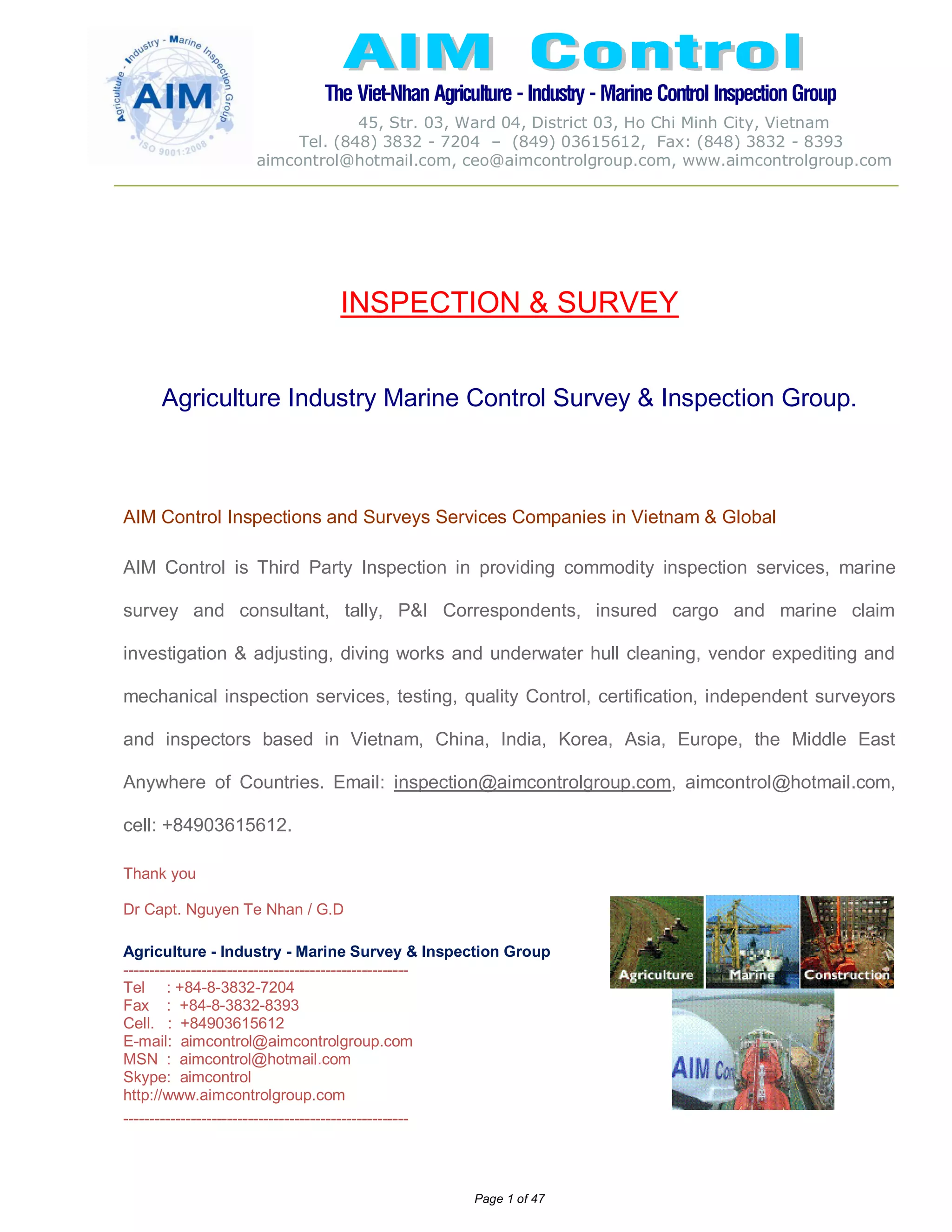 AIM BROCHURE & INSPECTION SURVEY ACTIVITIES DETAILS | PDF